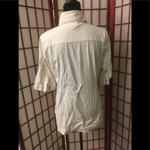 Max Rave | Tops | White Button Down Blouse Wgold Buttons Sz Large ...